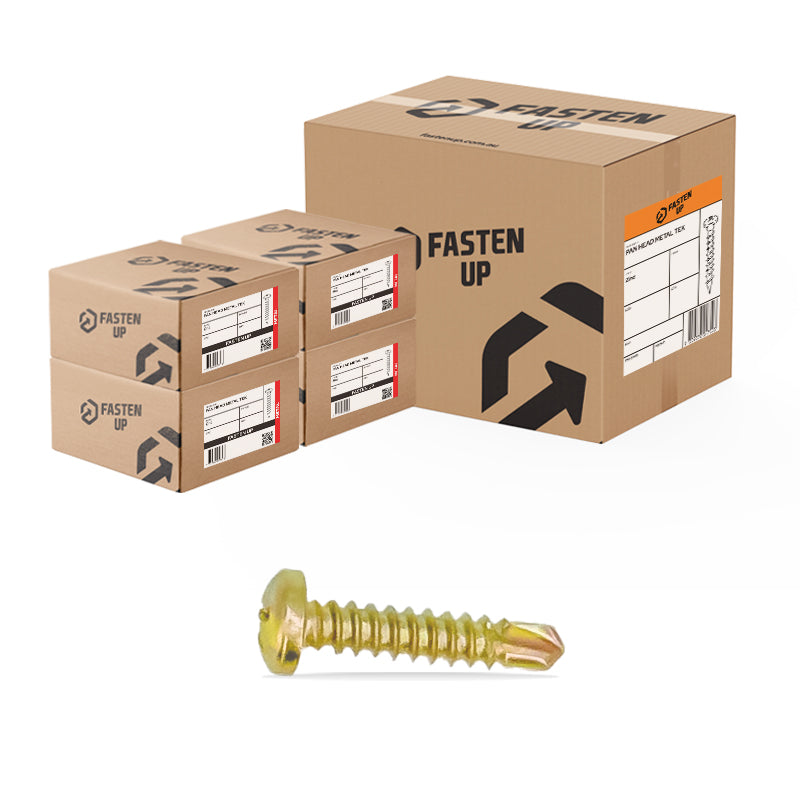 8G x 20mm Panhead Metal Tek Gold Zinc - Carton 2000 – Fasten Up